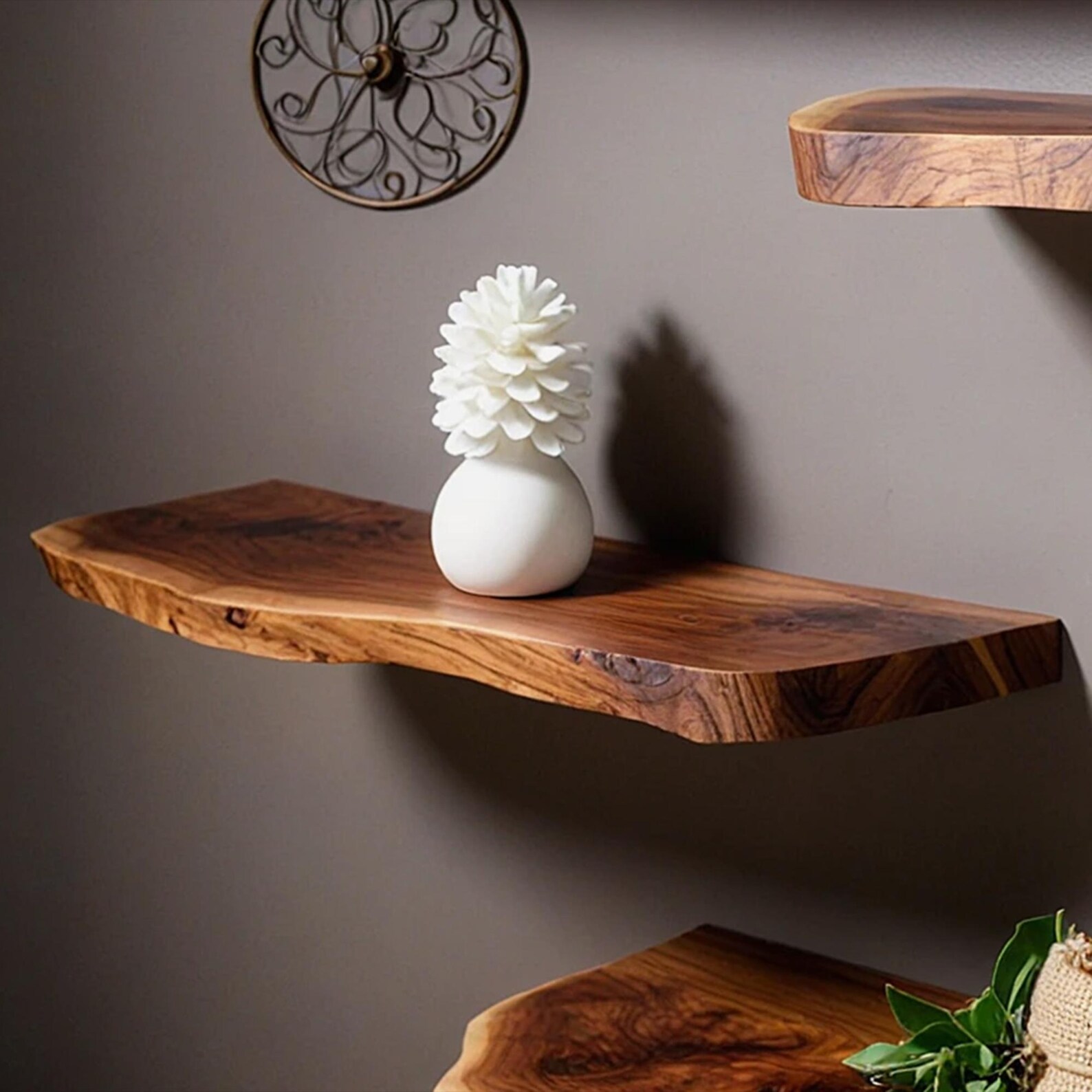 Solid Wood Floating Shelves, Wall Mounted Floating Shelves for Kitchen ...