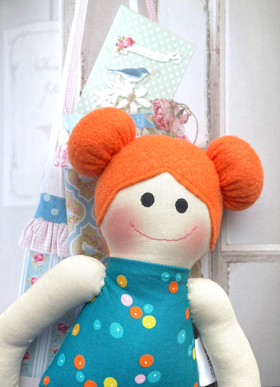 RED Head Baby First Doll Felt Toys Dolls Polk Dots Fabric - Etsy
