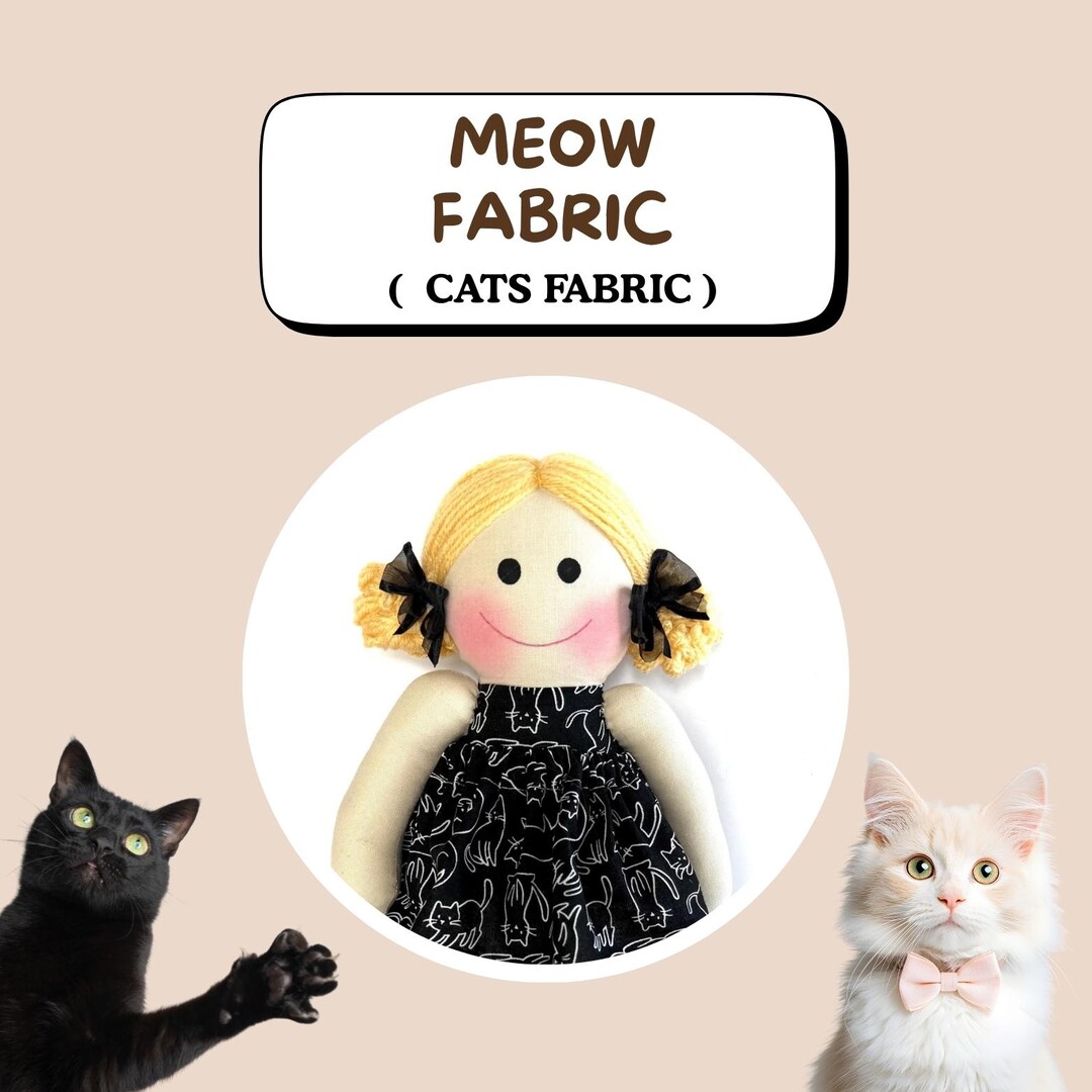 Custom Black Cat Fabric Doll: Handmade Rag Doll Cat Lovers Gift, Cat ...
