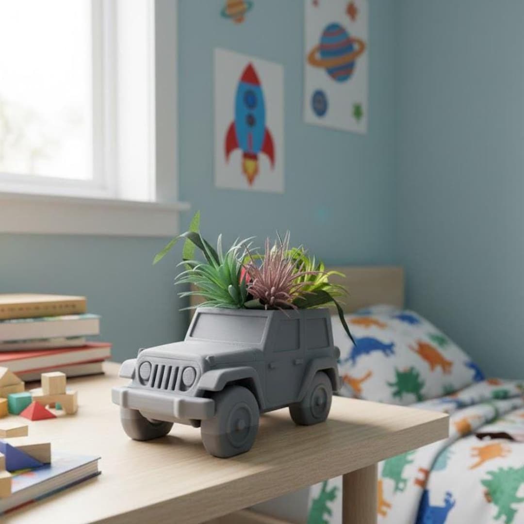 3D Printed Jeep Wrangler Planter | Unfinished Car Pot Decor | DIY ...