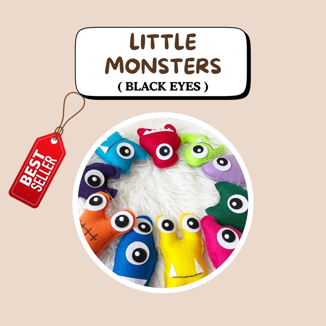 Handmade Felt Monster Party Favors – Black-eyed Stuffed Creatures ...
