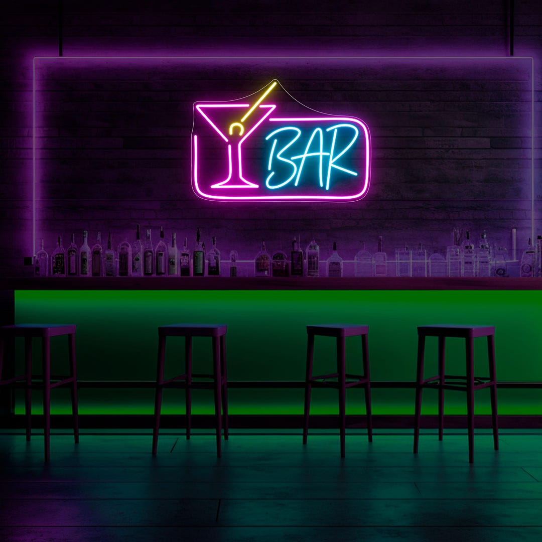 Bar Neon Sign, LED Light Wall Art for Home Bar, Pub, Man Cave, or ...