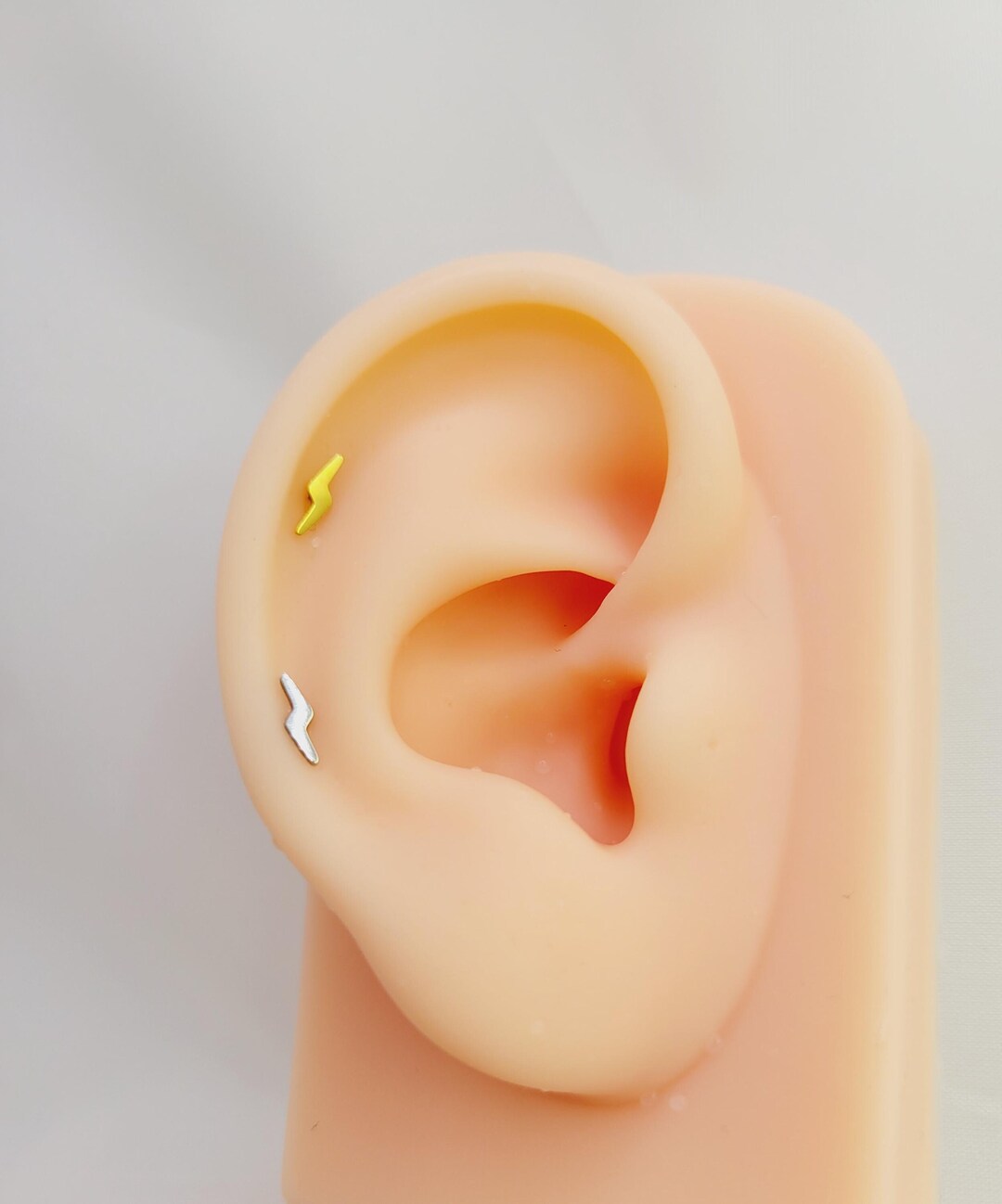 20G/18G/16G Titanium Tiny Lightning Bolt Stud Push Pin Labret, Threadless Earrings, Tragus Stud ...