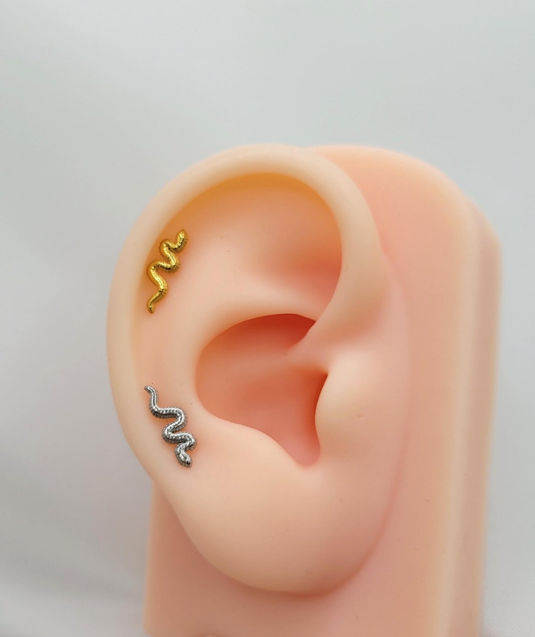 20G/18G/16G Titanium Tiny Snake Push Pin Labret, Threadless Earrings, Tragus Stud, Flat Back ...