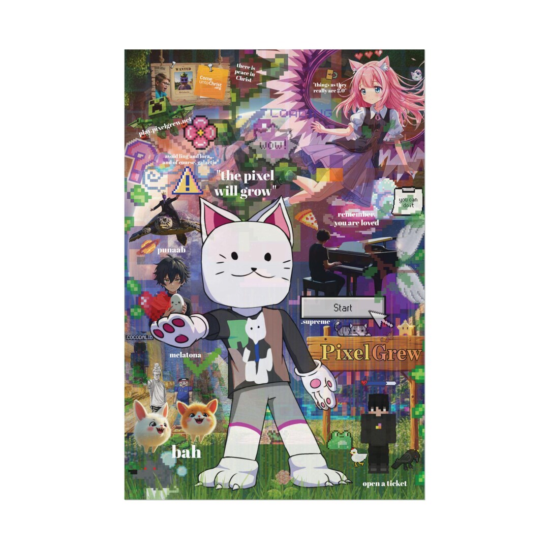 Inspirational Anime Rolled Poster Pixel Art Design With Uplifting ...