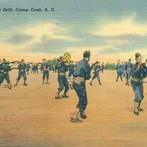 Camp Croft SC Bayonet Drill 1942 WW2 Soldier Mailed Postcard US Army ...