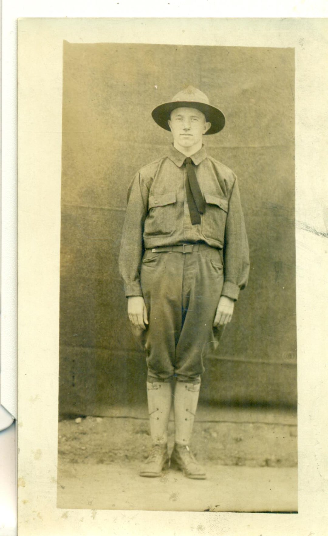 WW1 Soldier Standing in Uniform Young Teen Man RPPC Real Photo Postcard ...