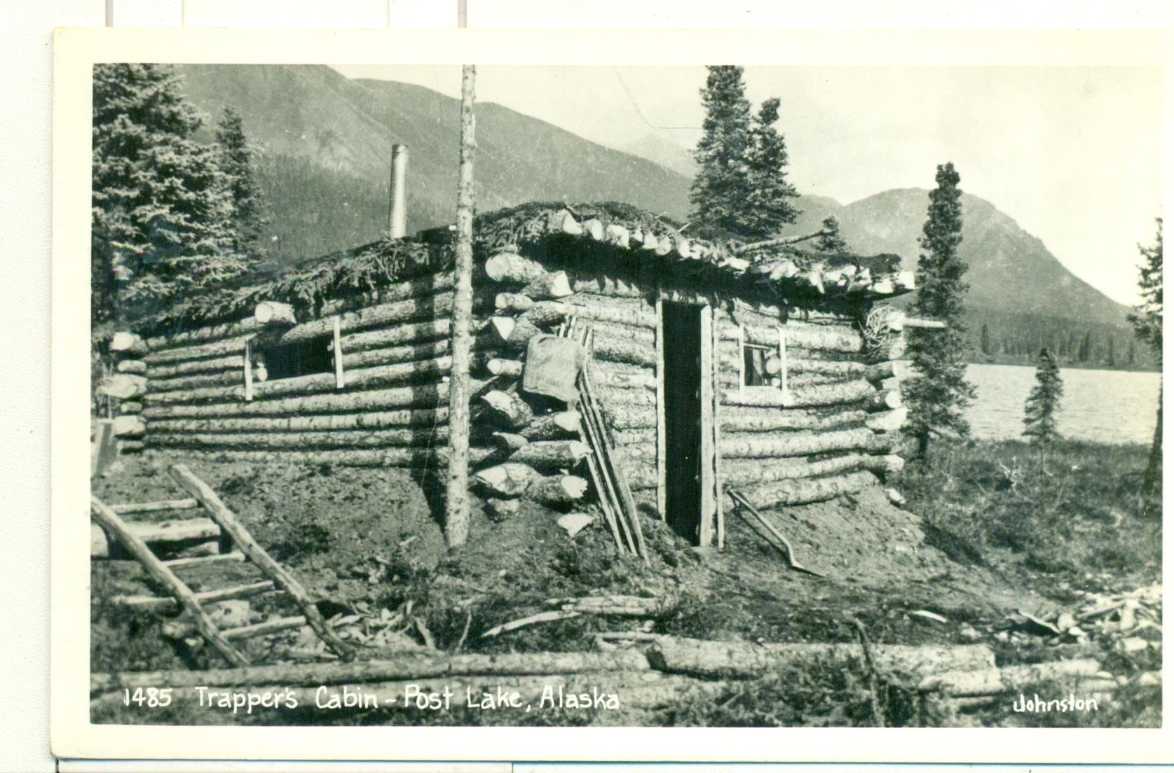 Trappers Log Cabin Post Lake Alaska Sod Roof Vintage RPPC Real Photo ...