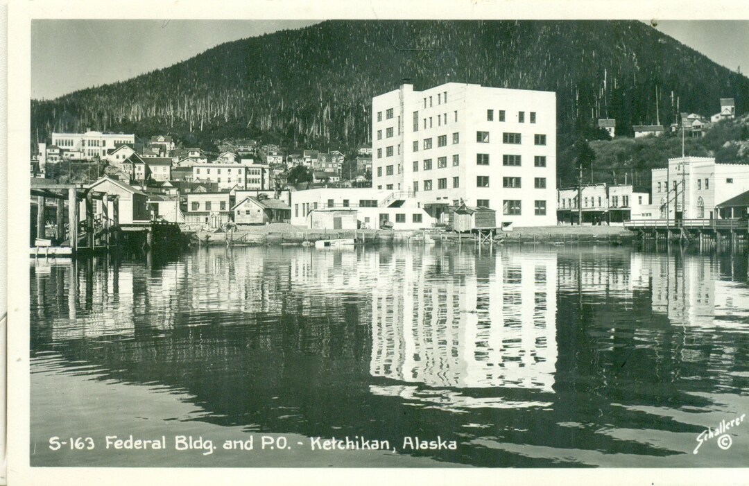 Ketchikan Alaska Federal Building Post Office City Harbor 1940s Vintage ...