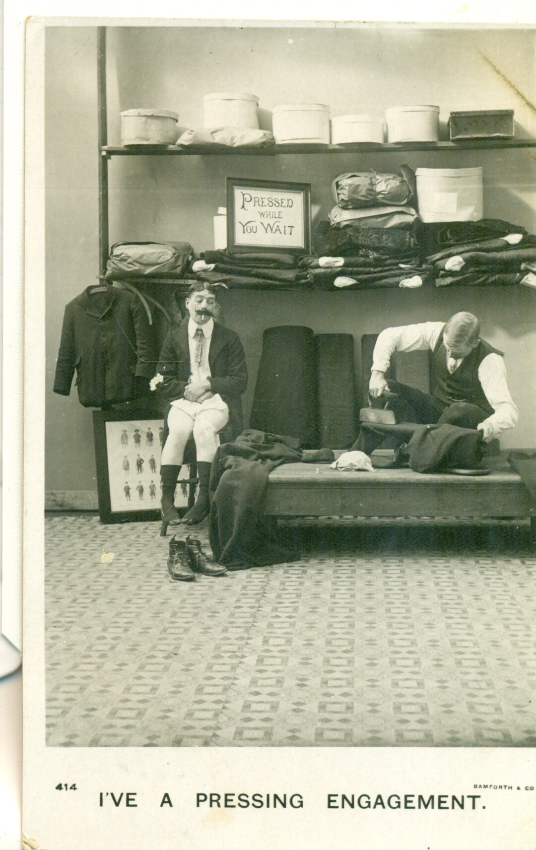 1907 I've A Pressing Envagement Tailor Ironing Pants Mailed RPPC ...