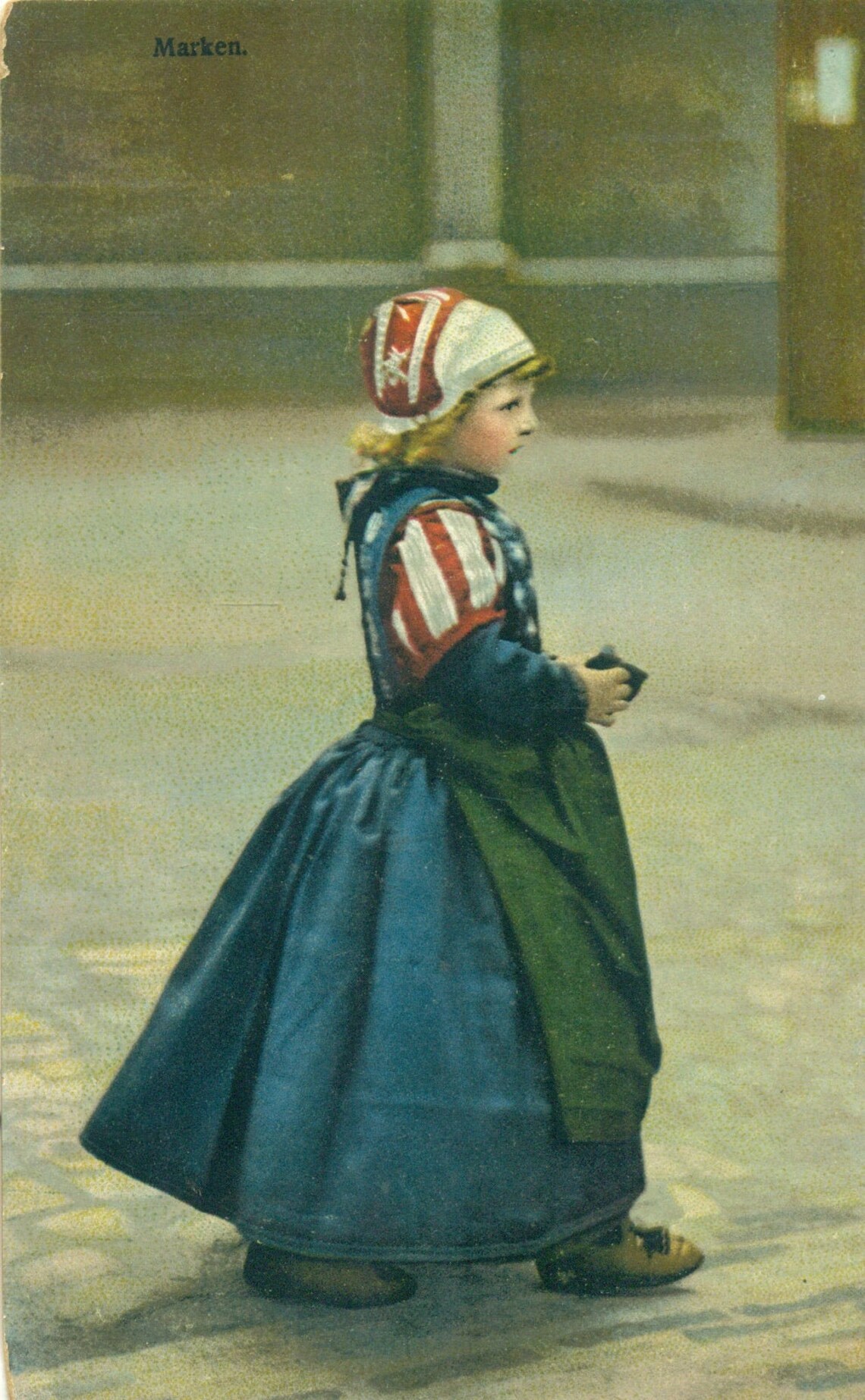 Little Dutch Girl Walking Down Street Colorized RPPC Real Photo ...