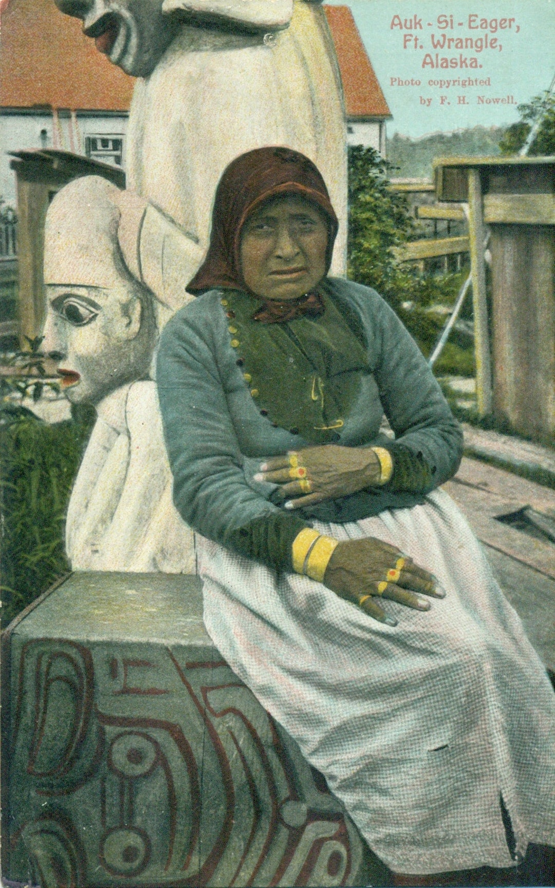 Fort Wrangle Alaska Native Woman Auk Si Eager Antique Color Postcard ...