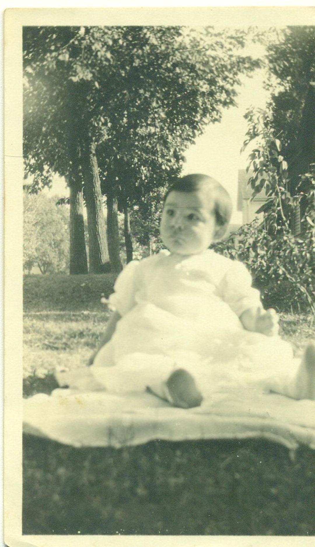 1920s Baby Girl Sitting Pondering the World 20s Antique Photo Black ...