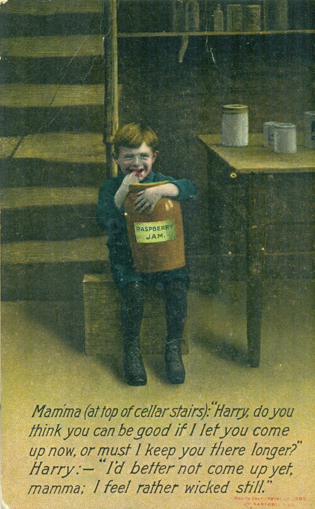 1910 Fairbanks Alaska Wicked Harry Eating Jam Mailed Postcard Humor ...