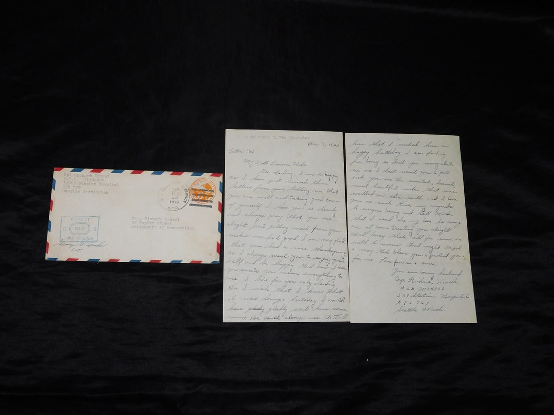 Dec 16 1943 WW2 Soldier Aleutian Islands Alaska Love Letter Home to ...