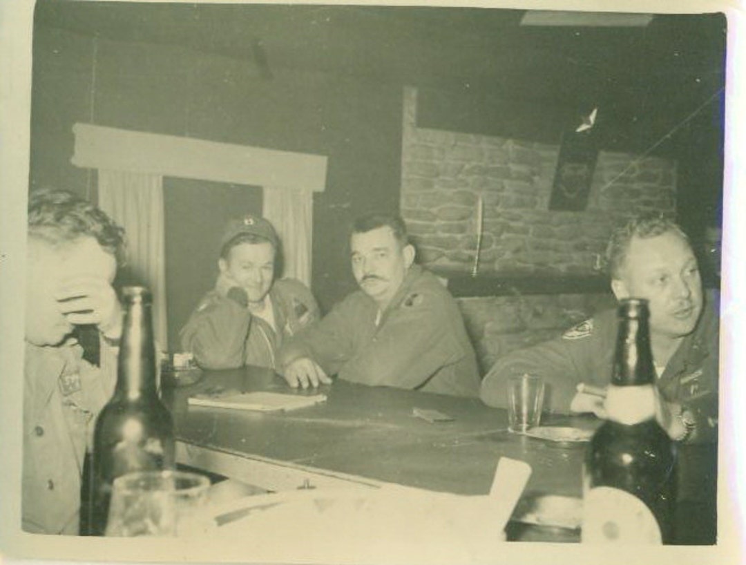 NCO Club Drinking Bar Party Army Soldiers Korean War Korea 1950s Black ...