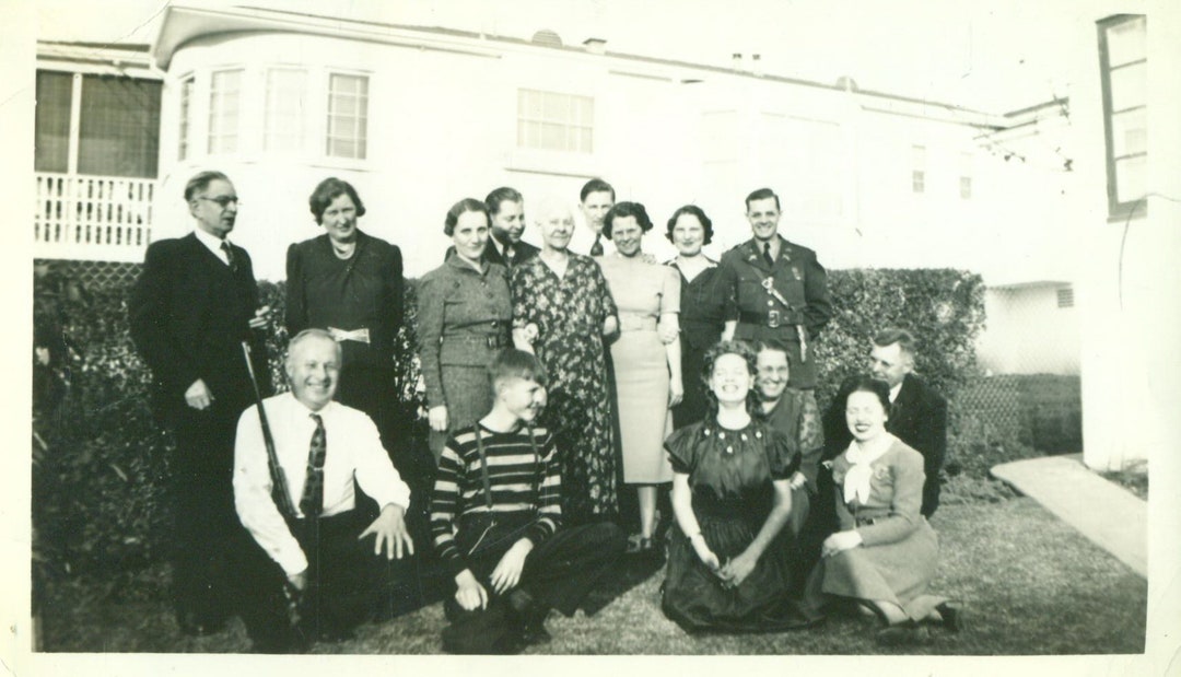 1939 Man Holding Gun Family Photo BB Gun Outside House Photograph Black ...