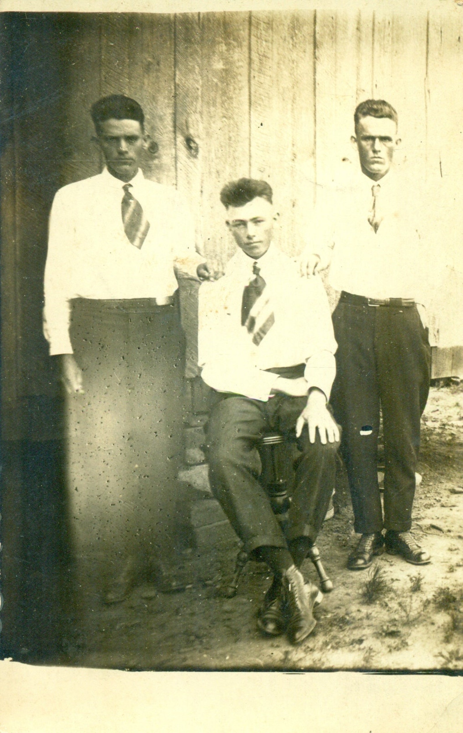 Scowling Brothers Trying to Look Tough Wide Ties Outdoor Portrait Young ...