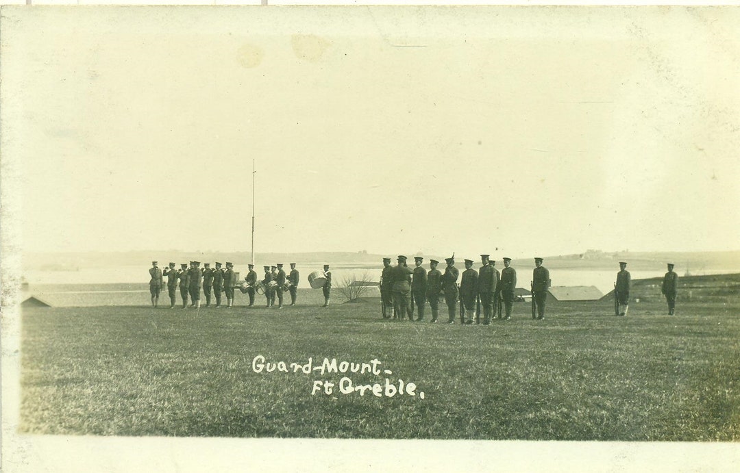 Guard Mount Ft Greble Soldiers in Formation Drum Bugle Players RPPC ...