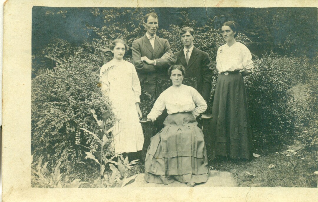 Stern Thin Dad Arms Crossed Ethel Family Picture RPPC Real Photo ...