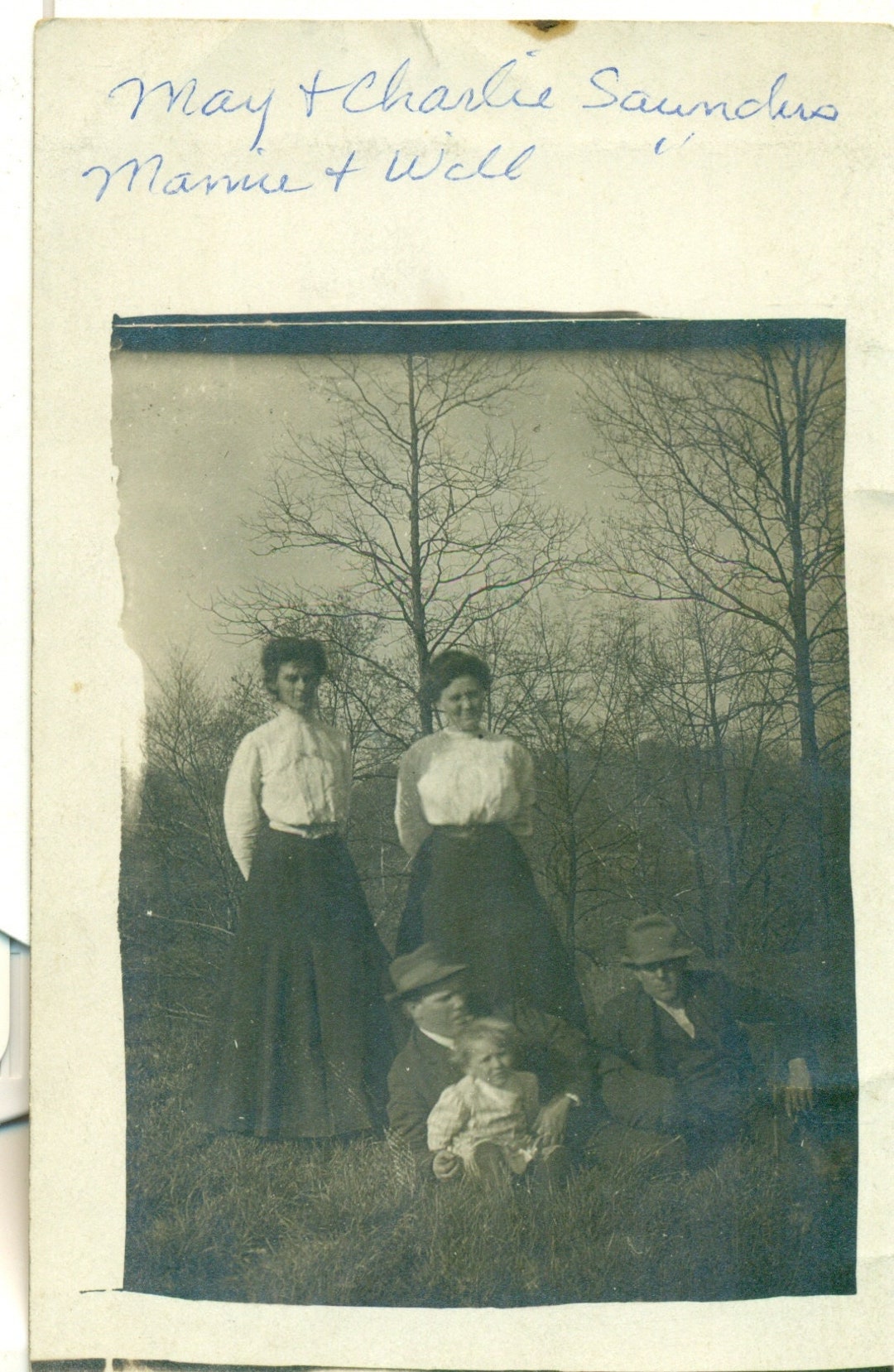 May Charlie Will Saunders 1911 Family in Grass Mailed RPPC Real Photo ...