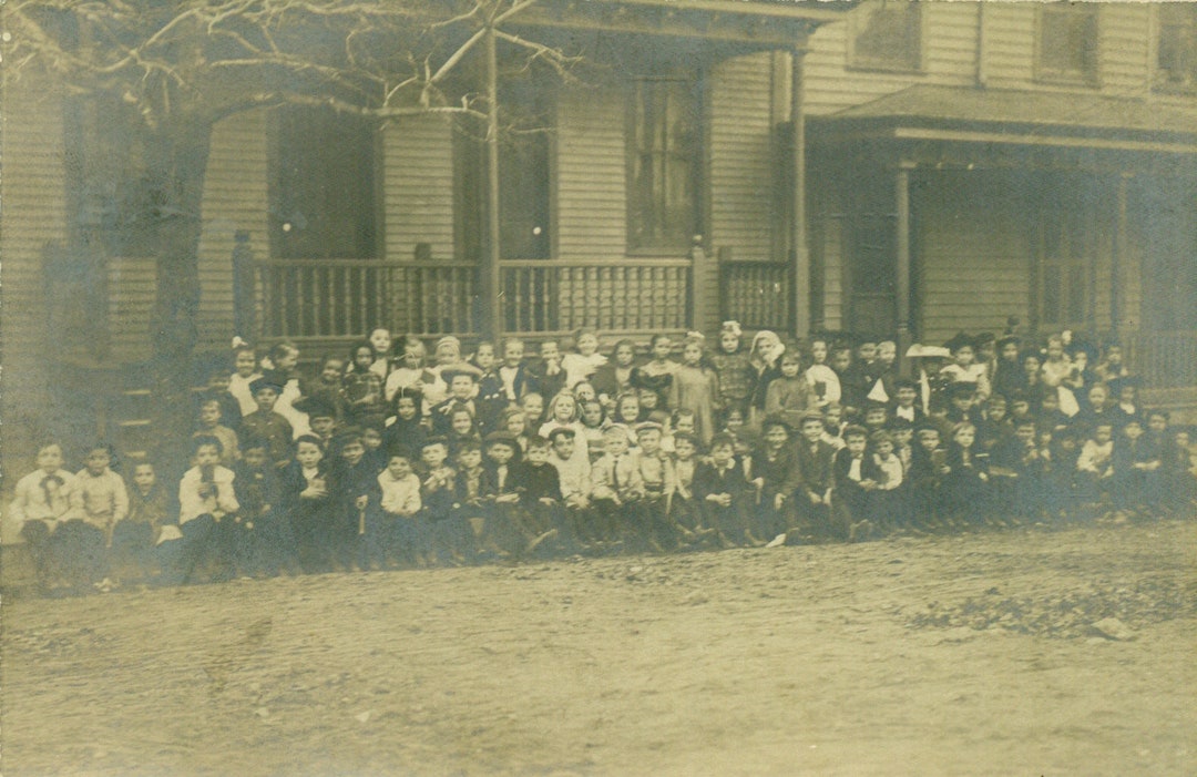 School Class Group Photo Early 1900s Kids Outside Antique RPPC Real ...