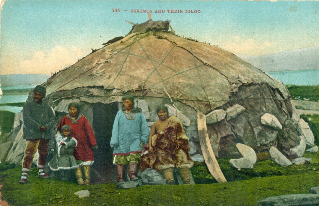 Alaska Native Eskimo Family Yaranga Hide Tent Summer Camp Tundra ...