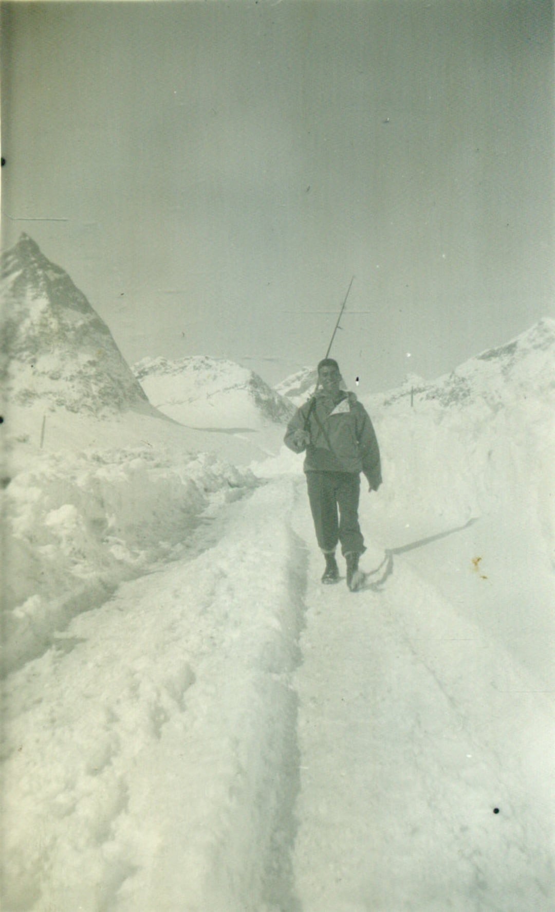 1940s Alaska WW2 Army Soldier Fishing Pole Halibut Rod in Spring Snow ...