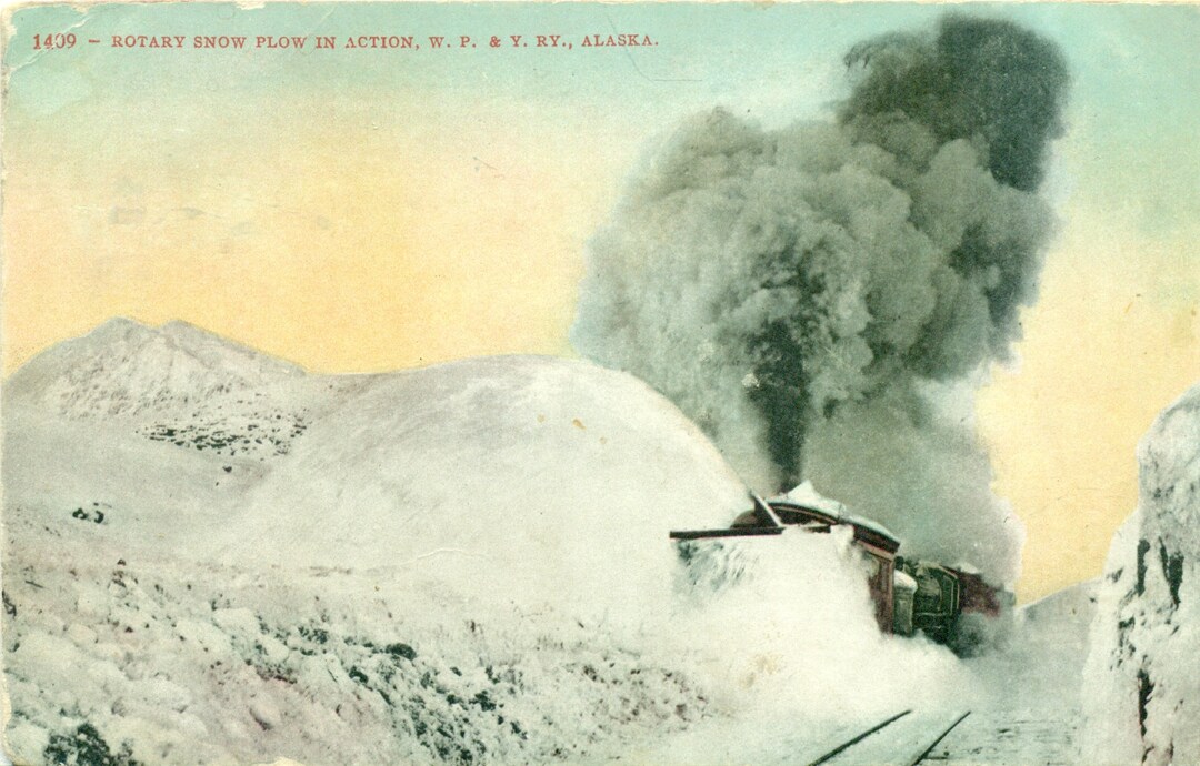 1909 Rotary Snow Plow White Pass Yukon Route Train Antique Color ...