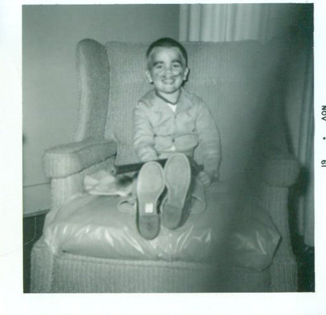 Vintage 1961 Photo Little Boy BB Gun Fake Mustache Robber Costume ...