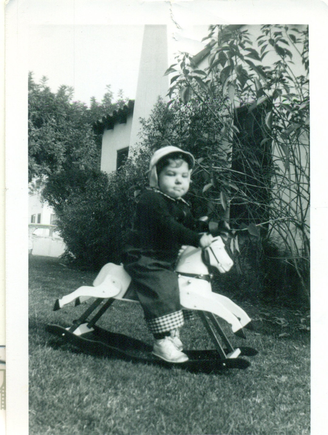 1954 Toddler Boy Riding Rocking Horse Photo Black White Photograph - Etsy