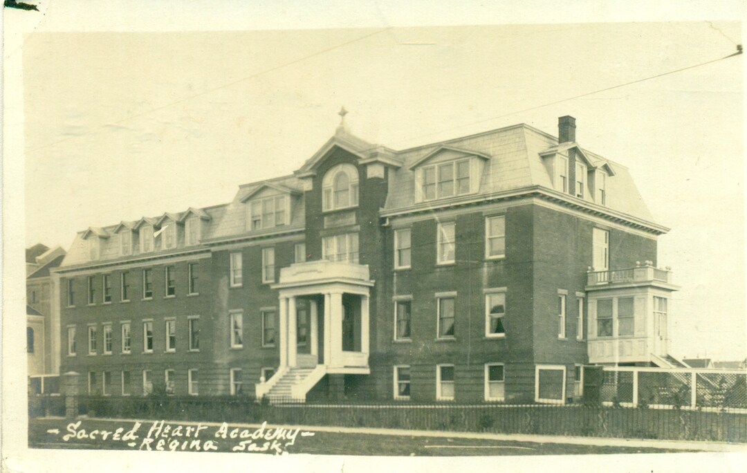 Sacred Heart Academy Regina Sask Canada Church Shool Building RPPC Real ...