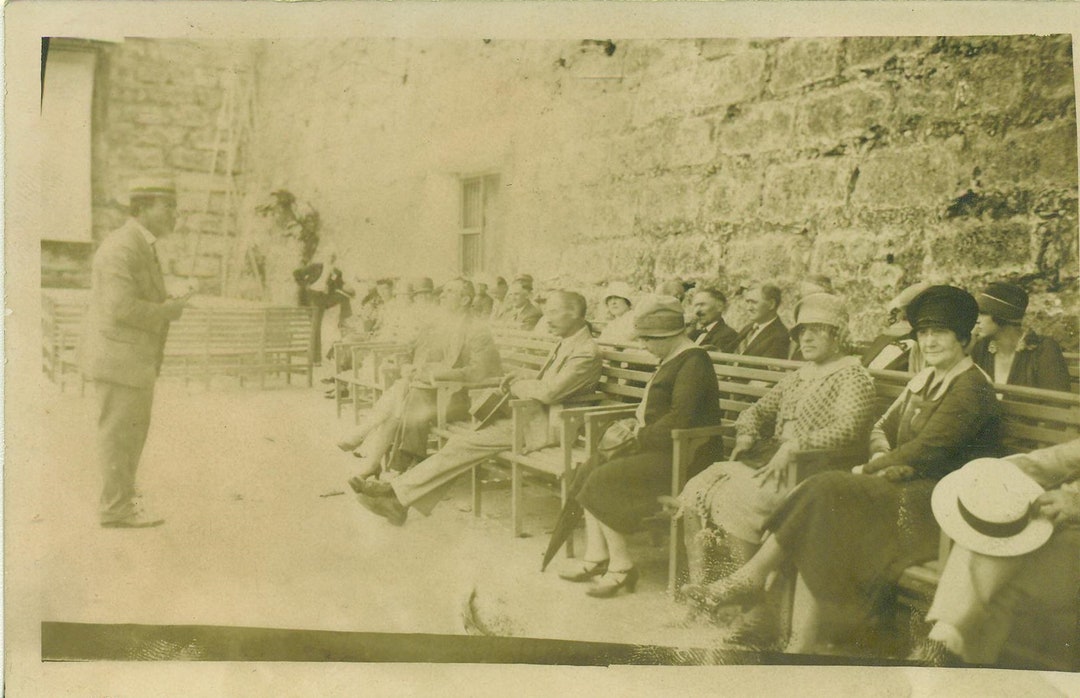 The Bored Tour Group Listening to Guide 1900s Antique RPPC Real Photo ...