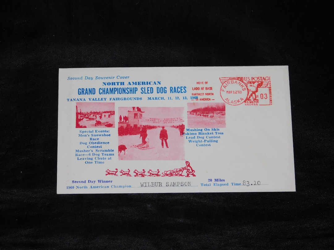 1960 Fairbanks Alaska Sled Dog Race Souvenier Cover Postmark Envelope ...