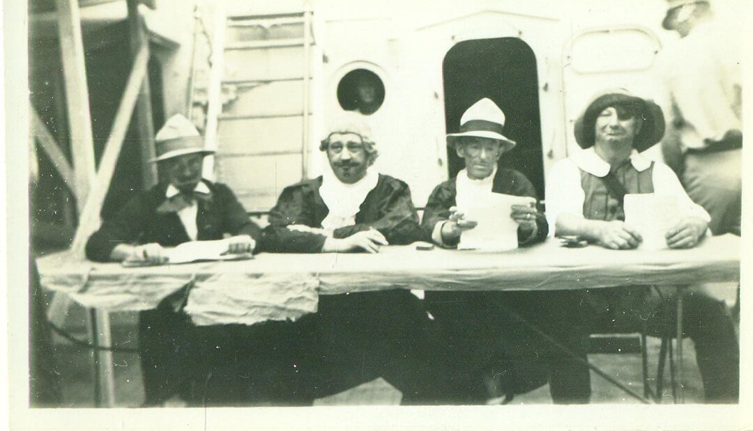 1930s Pirate Judge Table Men in Costume Ready for Show 30s Vintage ...