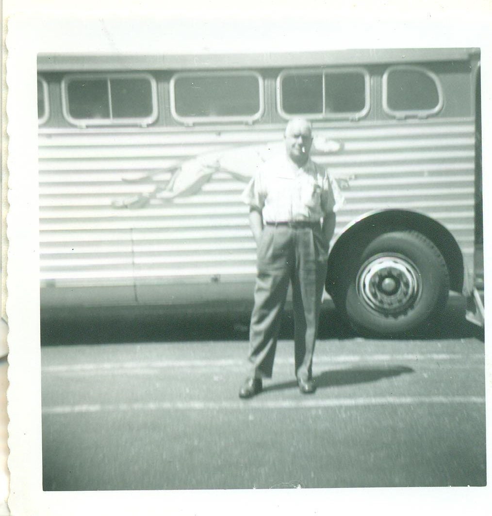 1959 Grayhound Bus Driver Smoking in Front of Bus 1950s Vintage ...