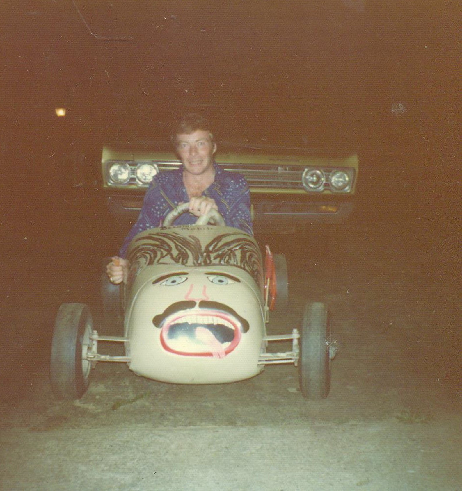 70s Go Cart Race Car Painted Open Mouth Face Man Having Too - Etsy