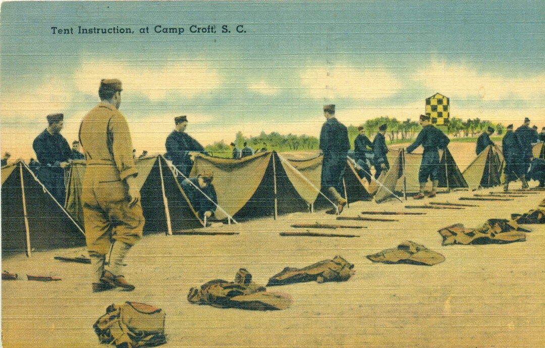 Camp Croft SC Tent Instruction 1942 WW2 Soldier Mailed Postcard US Army ...
