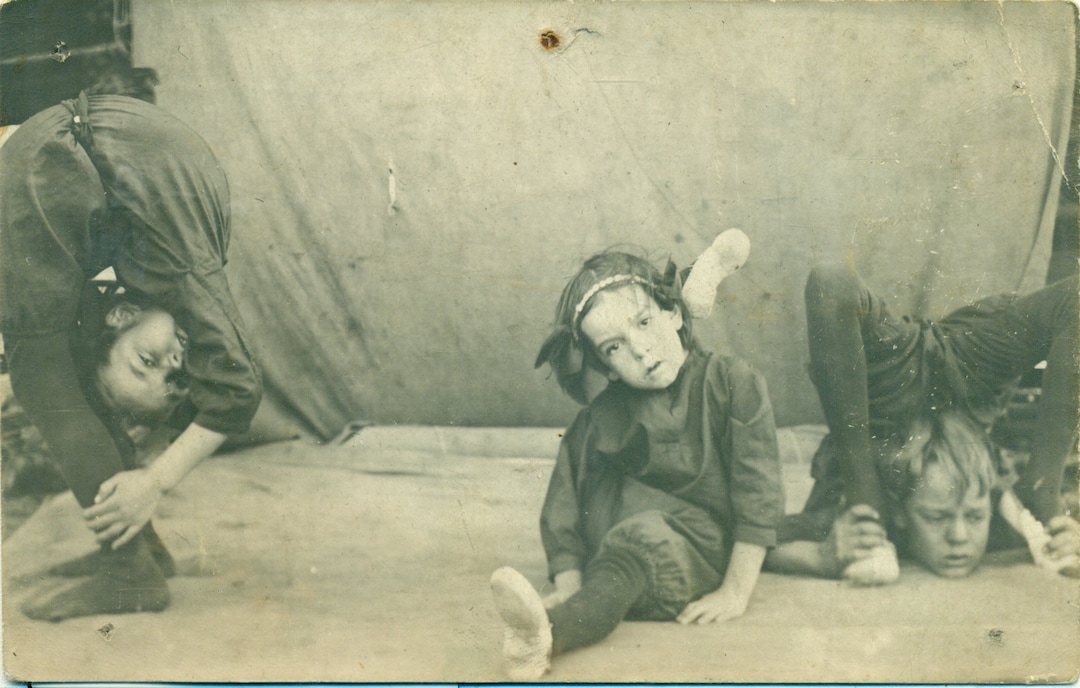 Circus Contortionist Kids Boys Girls Performing Act RPPC 1910s Real ...
