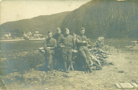 WW1 Army Soldiers Uniform Relaxing at Lake Europe Town 1910s | Etsy