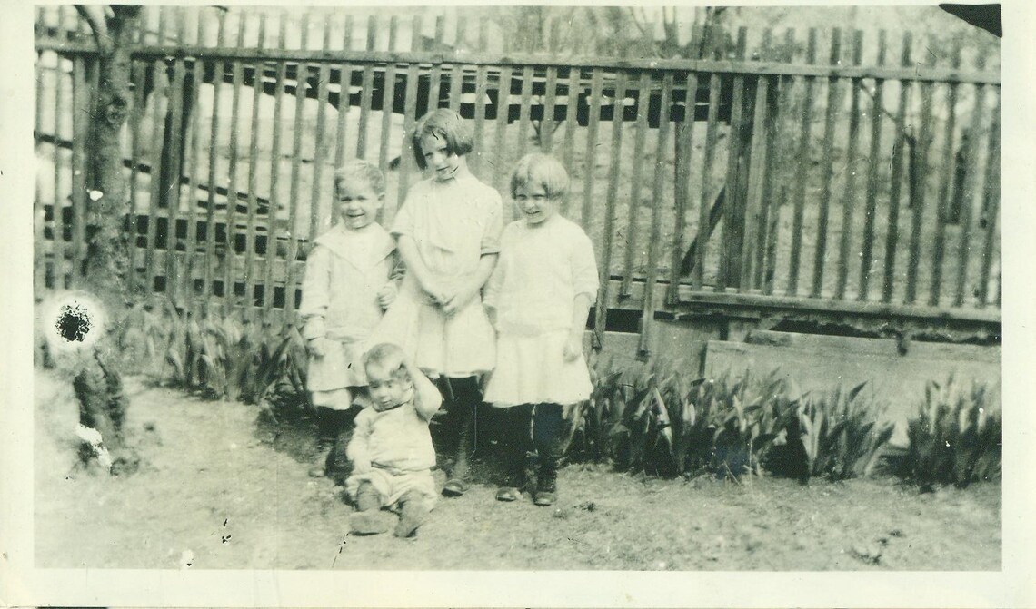 1920s Kids Boys Girls Baby Family Standing Outside Antique Vintage ...