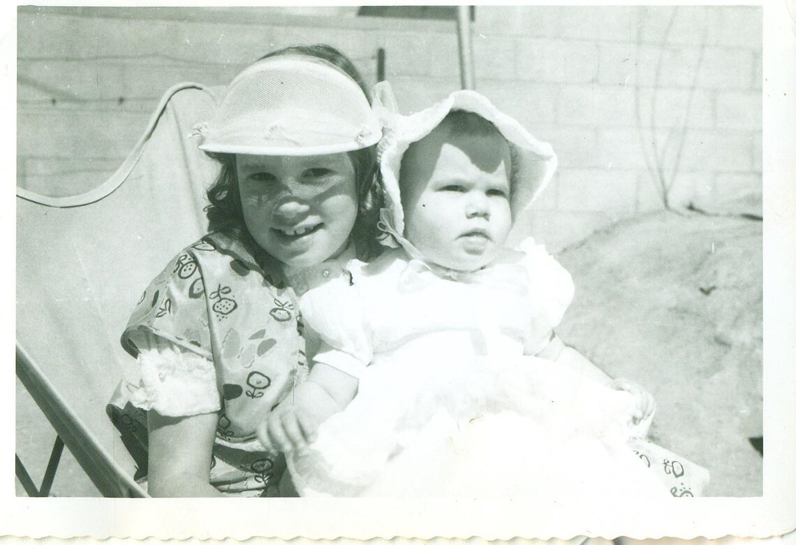 1956 Big Baby Sister Ruth Mary Bell Sitting in Sun Hats 50s | Etsy