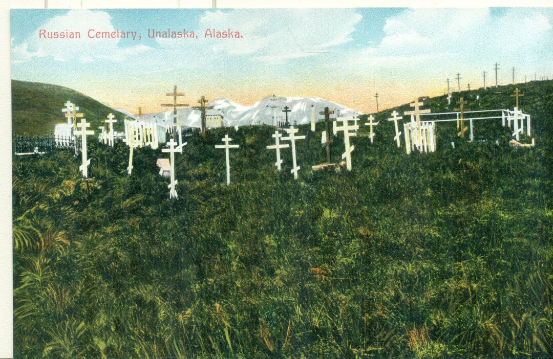 1900s Unalaska Alaska Russian Cemetery Orthodox Crosses Aleutian Island ...