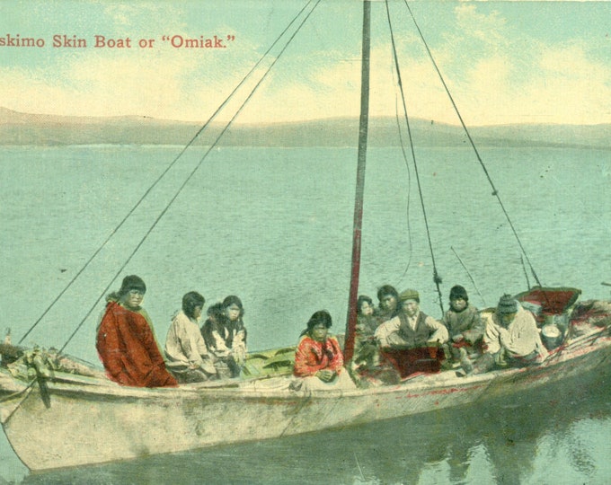 Alaska Eskimo Skin Boat Omiak Traditional Transportation Inuit Antique ...