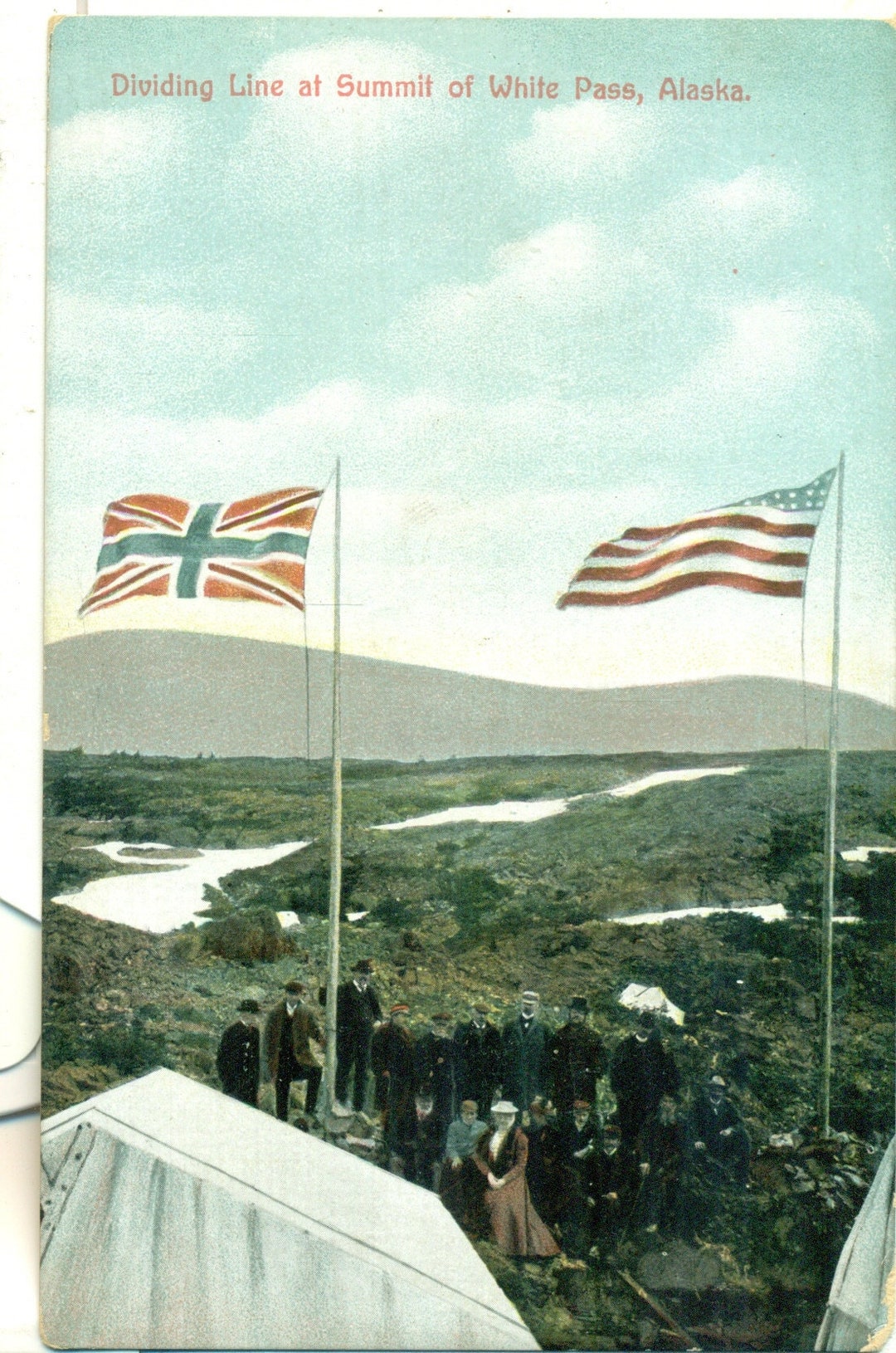 Dividing Line at White Pass Summit Alaska Canada Border 1900s Antique ...