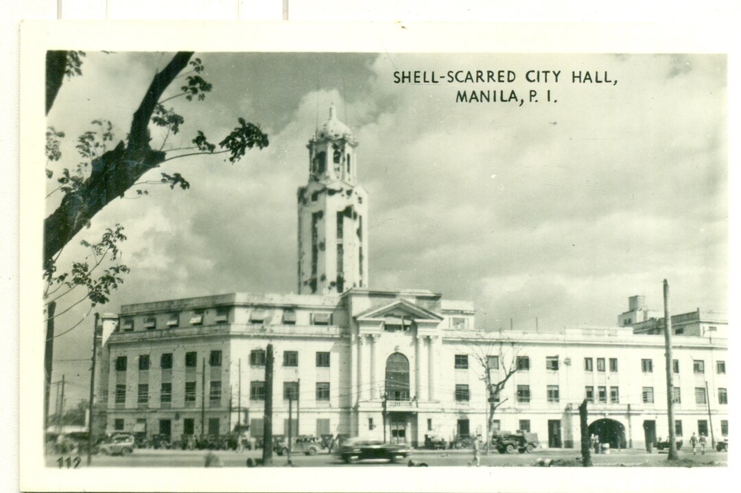 1946 Manila Philippines Shell Scarred City Hall Post World War 2 RPPC ...