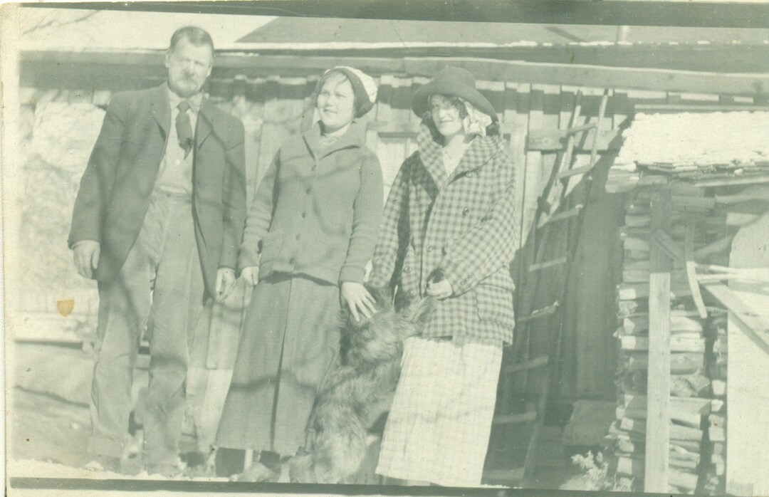 Ruth Chase Lewis Parr Standing Outside Rickety Built House RPPC Real ...
