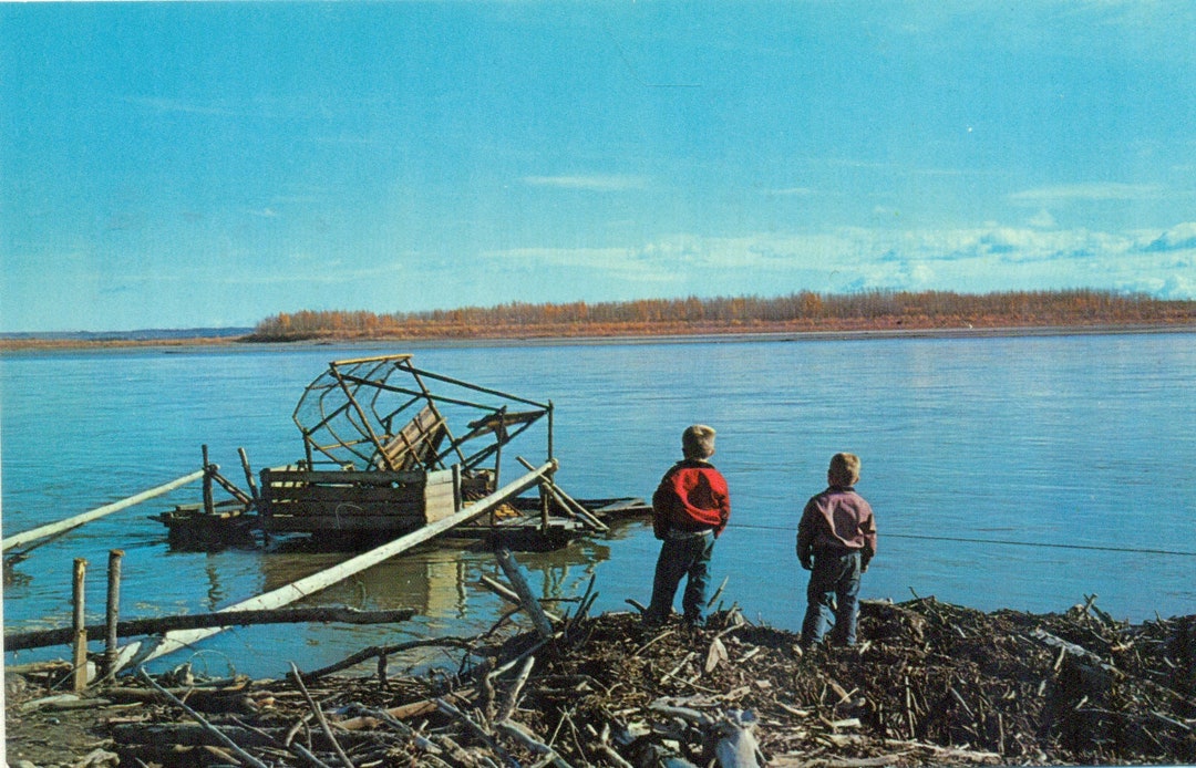 Athabaskan Indian Salmon Fish Wheel Yukon River Circle Alaska 1960s ...