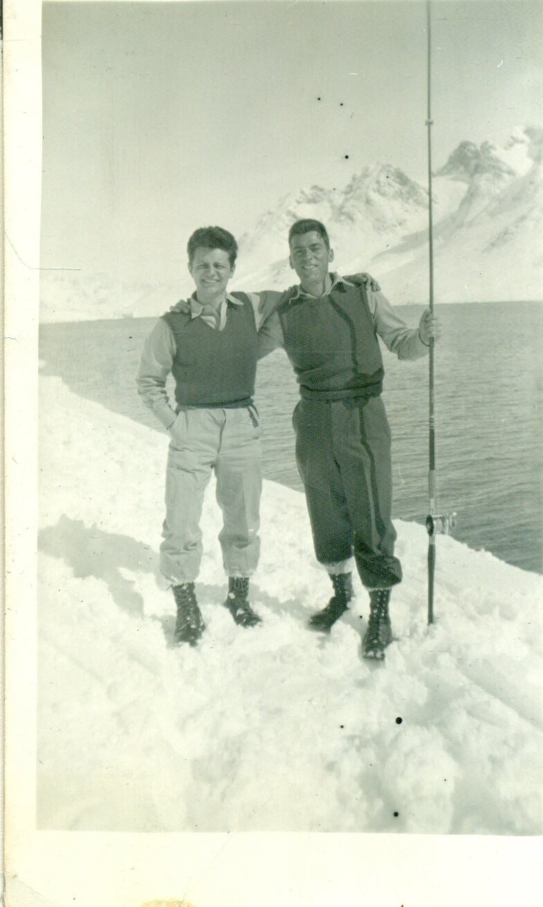 1940s Alaska WW2 Army Soldiers Fishing Pole Halibut Rod in Spring Snow ...
