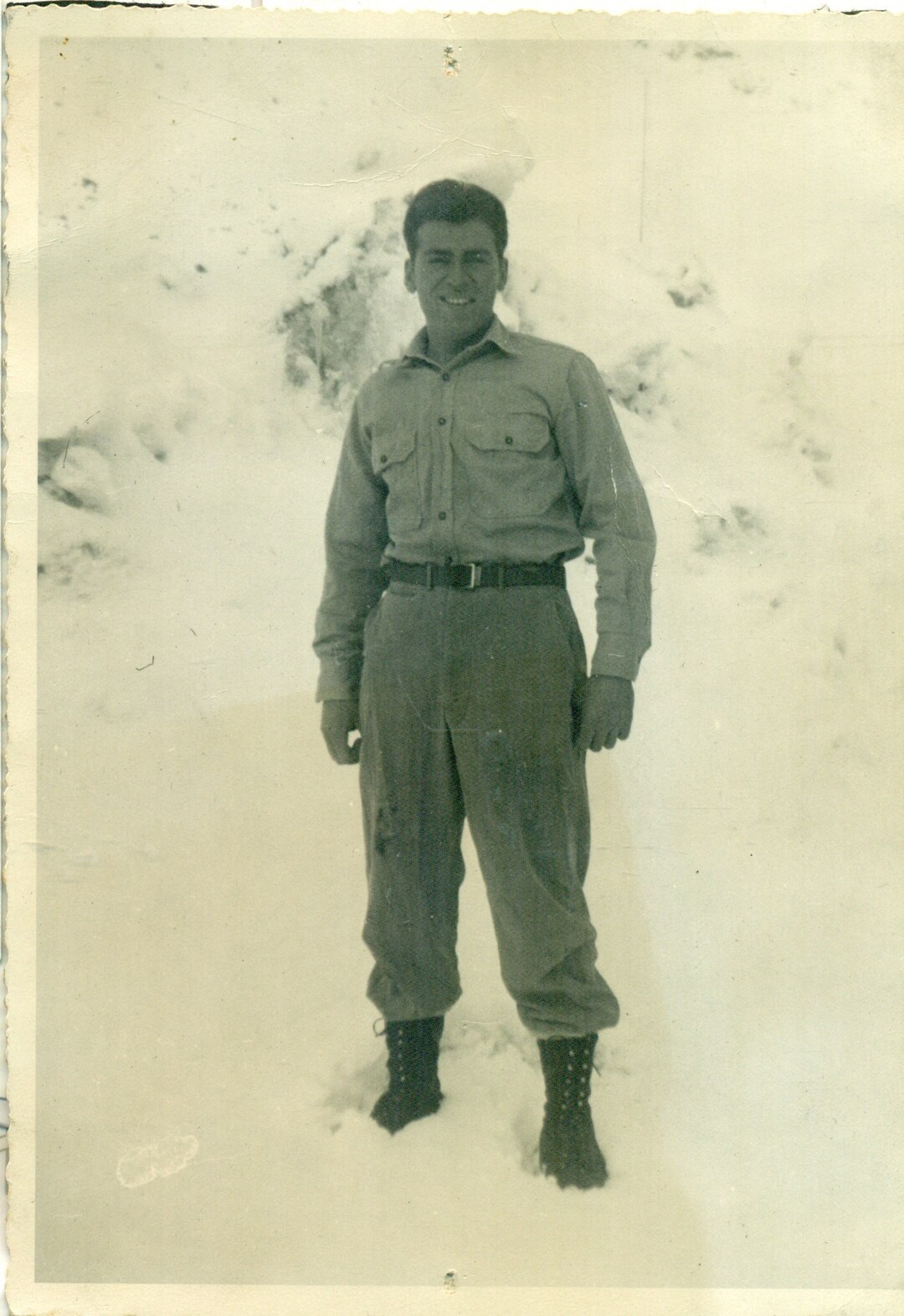 Alaska WW2 Soldier Army Uniform Standing in Snow Photo for Sweetheart ...